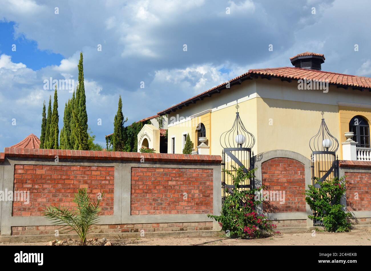 WINDHOEK, NAMIBIA - FEB 5, 2016: Typical architecture in Windhoek ...