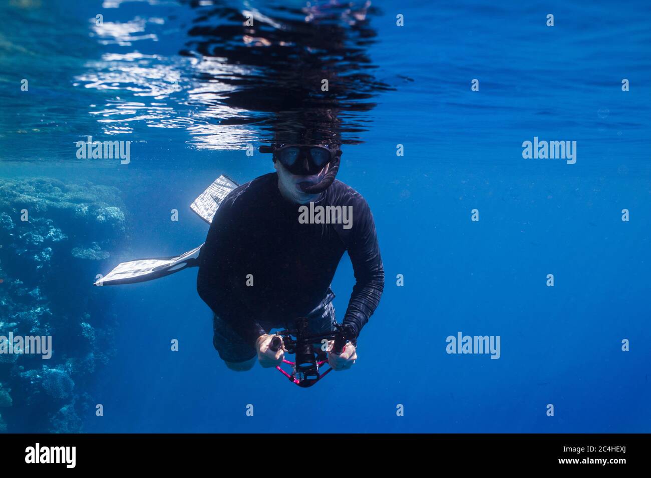 Scuba diver holding underwater camera hi-res stock photography and ...