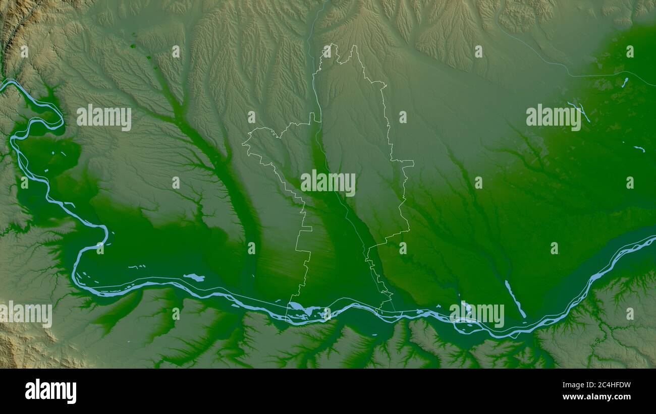 Olt, county of Romania. Colored shader data with lakes and rivers ...