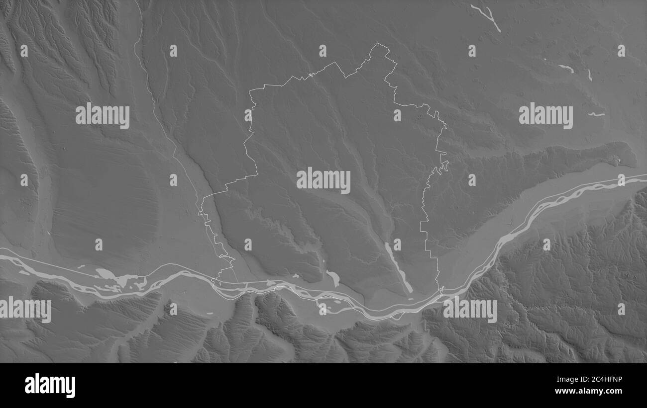Teleorman, county of Romania. Grayscaled map with lakes and rivers ...