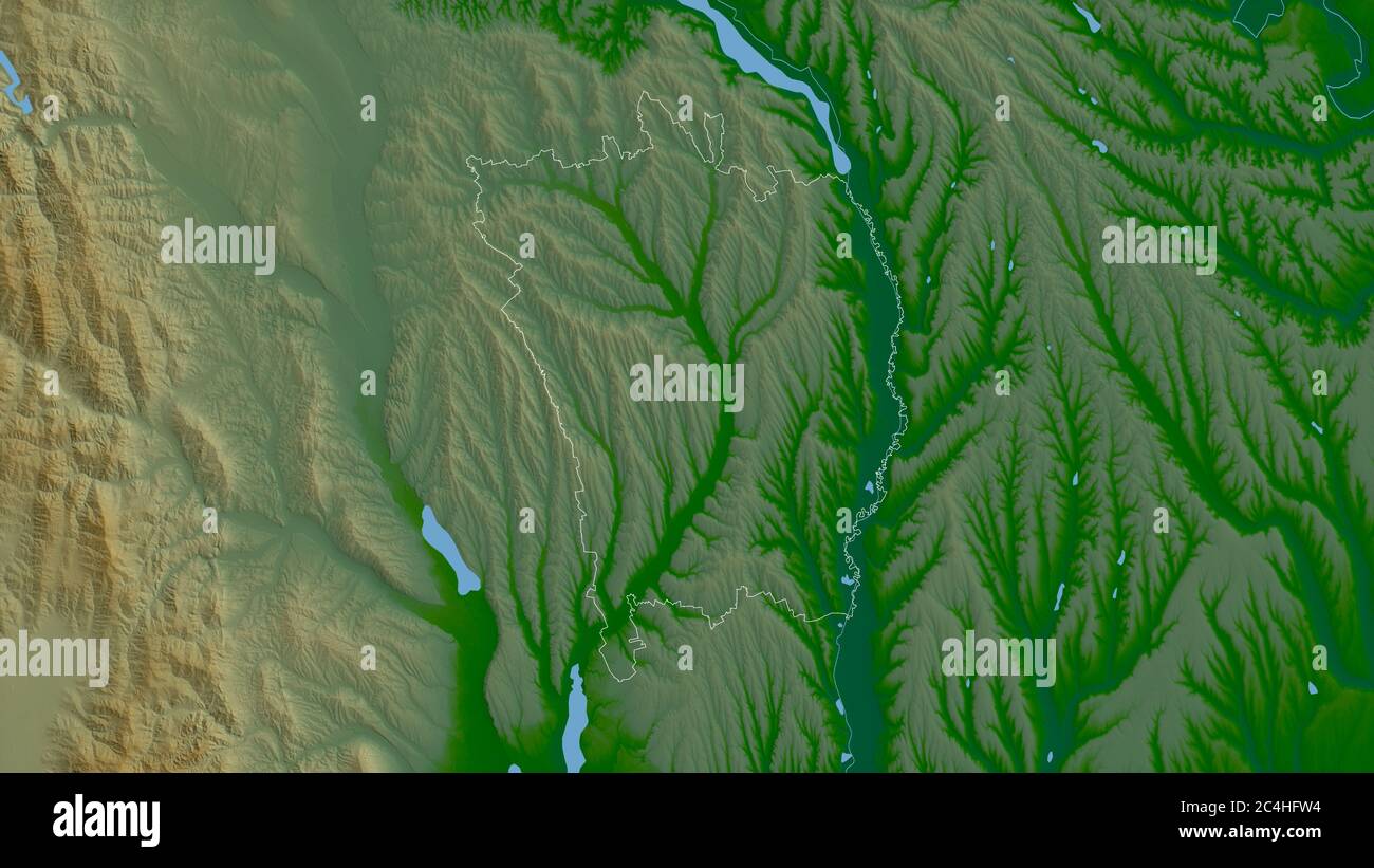 Vaslui, county of Romania. Colored shader data with lakes and rivers ...