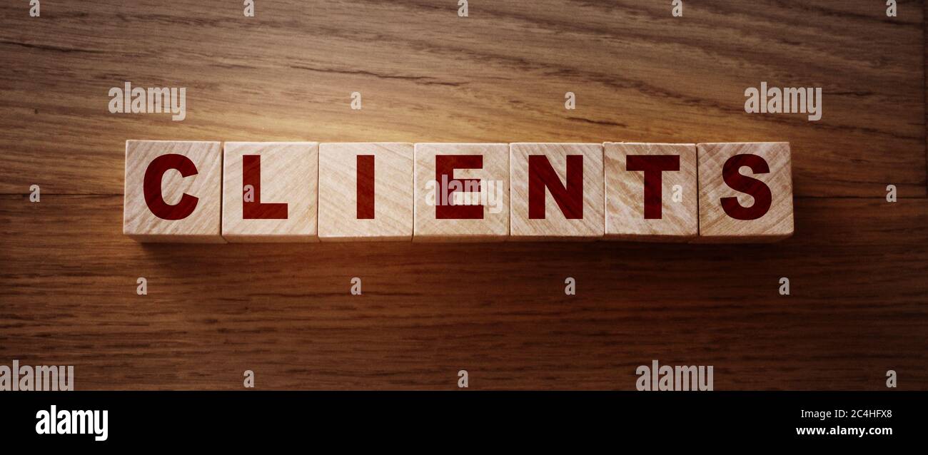 Clients Word In Wooden Cubes. B2C business concept, client oriented ...