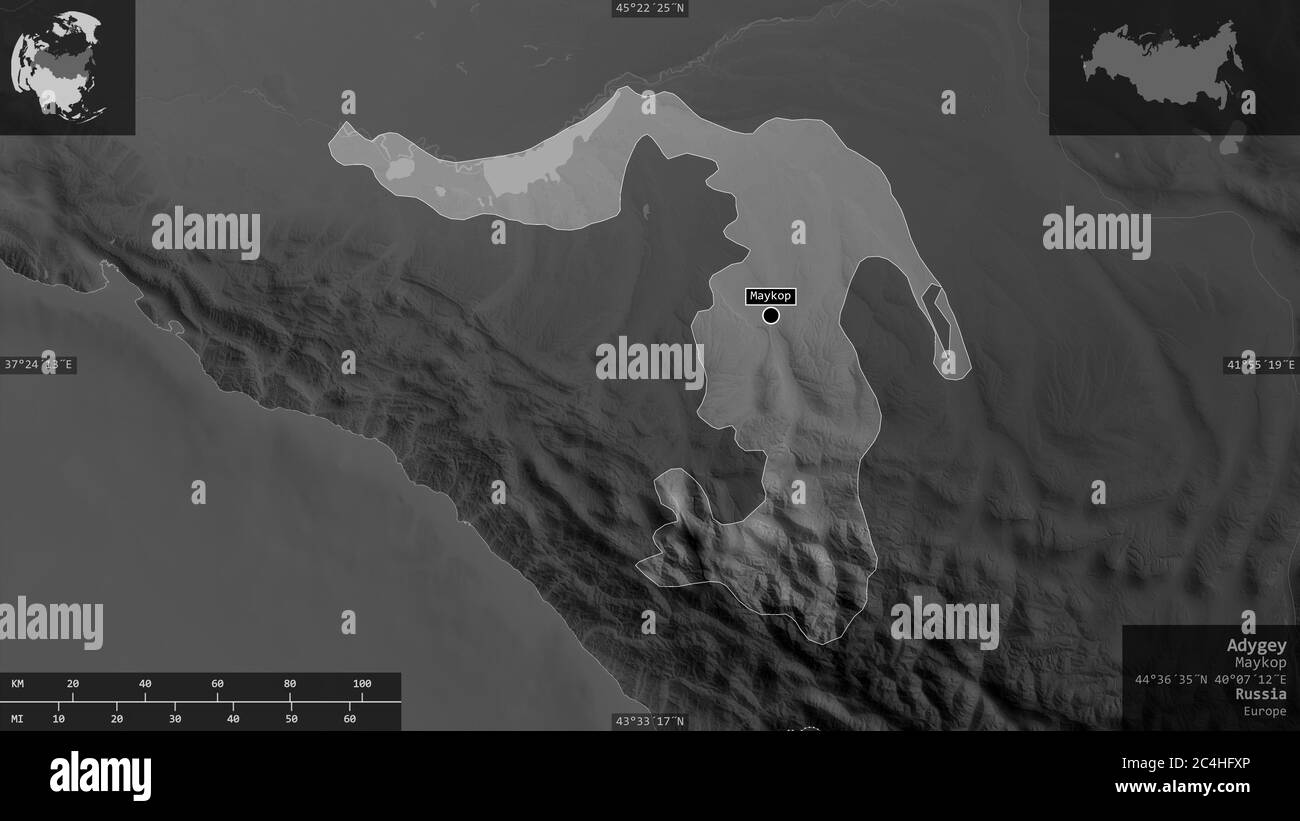 Adygea map Black and White Stock Photos & Images - Alamy