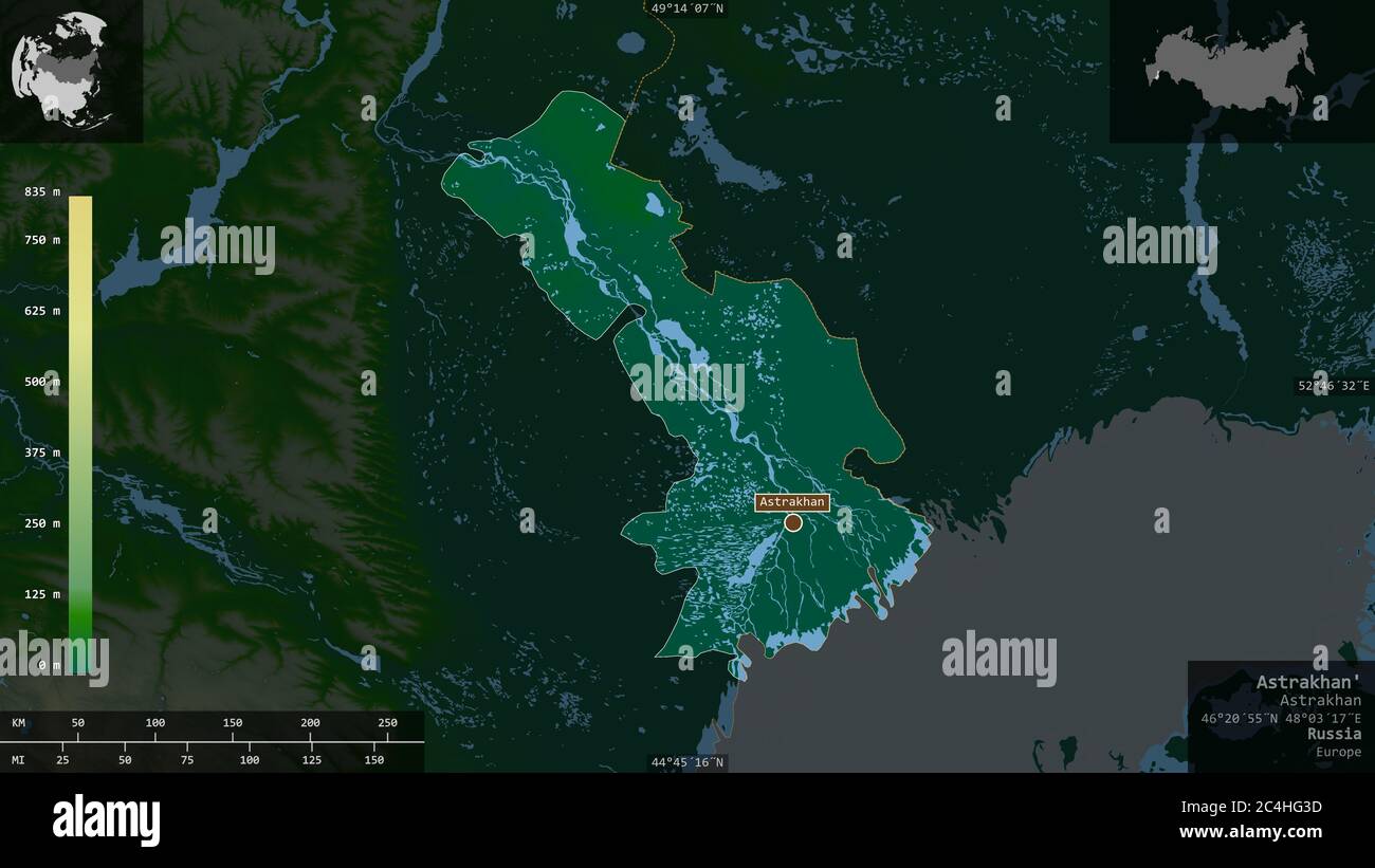 Astrakhan', region of Russia. Colored shader data with lakes and rivers ...