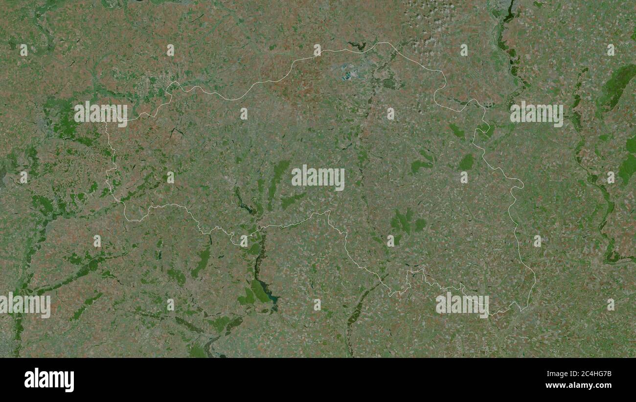 Belgorod, region of Russia. Satellite imagery. Shape outlined against ...