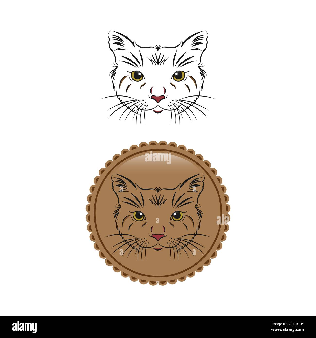 Vector of a cat face design on white background, Pet. Animals. Easy editable layered vector ...