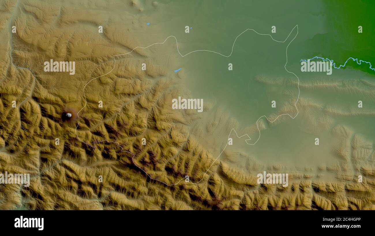 Kabardin-Balkar, republic of Russia. Colored shader data with lakes and ...