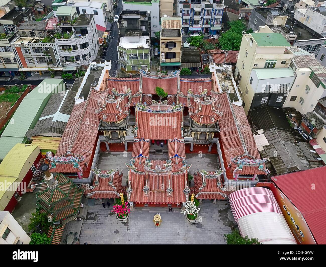 Aerial view of Peitian Temple. Puzi, Chiayi, Taiwan. A center of Mazu ...