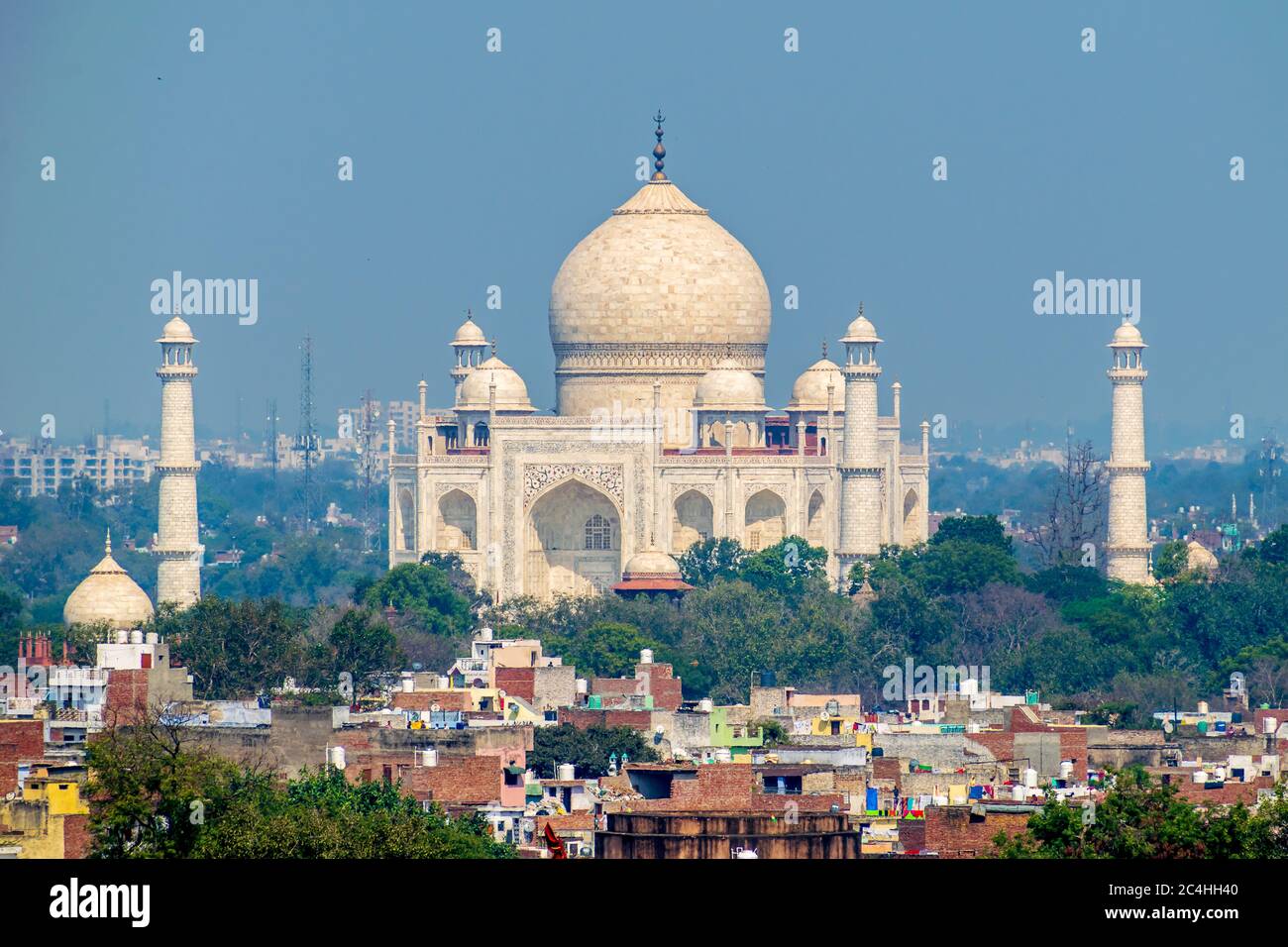 Agra, Uttar Pradesh, India- Feb, 2020 : a birds eye view of the Taj ...