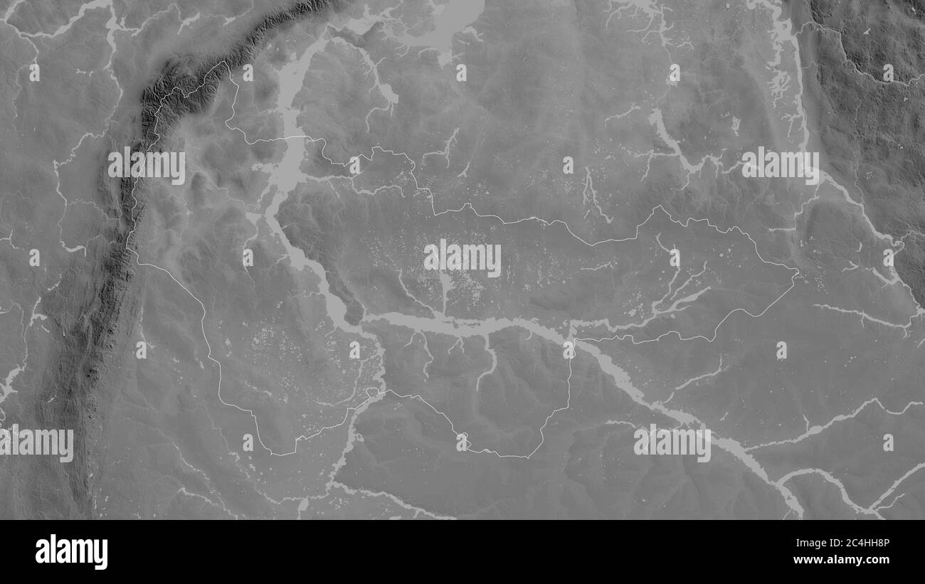 Khanty-Mansiy, autonomous province of Russia. Grayscaled map with lakes ...