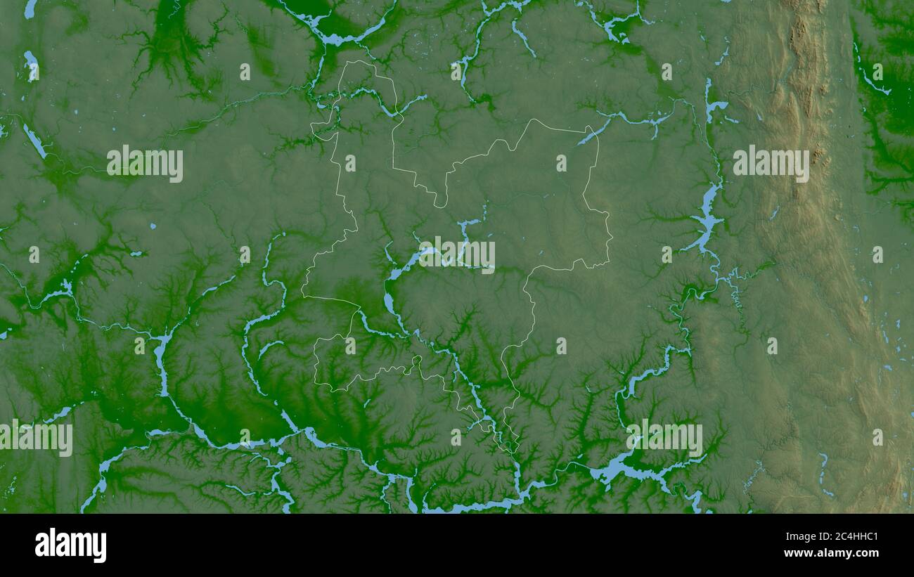 Kirov, region of Russia. Colored shader data with lakes and rivers ...