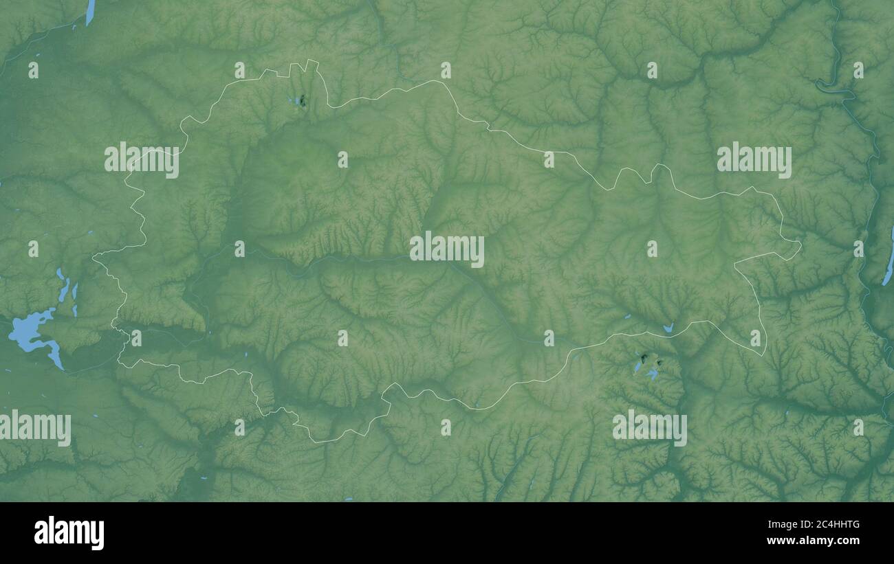 Kursk, region of Russia. Colored relief with lakes and rivers. Shape ...