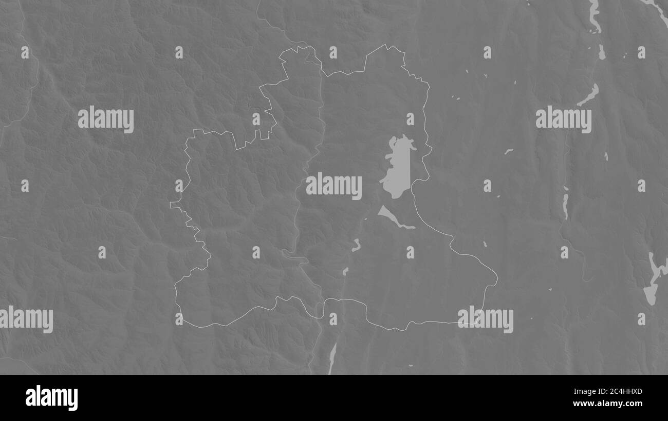 Lipetsk, region of Russia. Grayscaled map with lakes and rivers. Shape ...