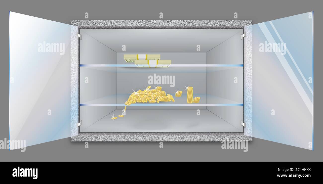 Bank vault door open and bills Stock Vector Images - Alamy
