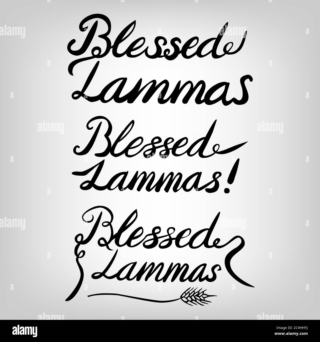 Vector black ink lettering set - blessed lammas. For summer greeting ...