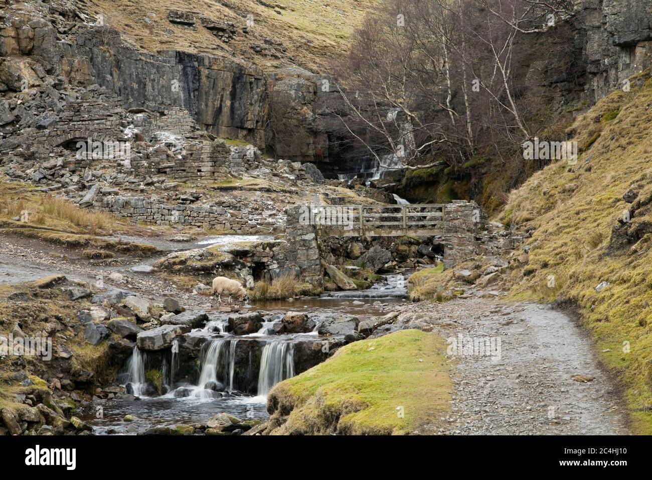 Waterfalls at Swinner Gill in Swaledale, Yorklshire Dales, UK Stock ...