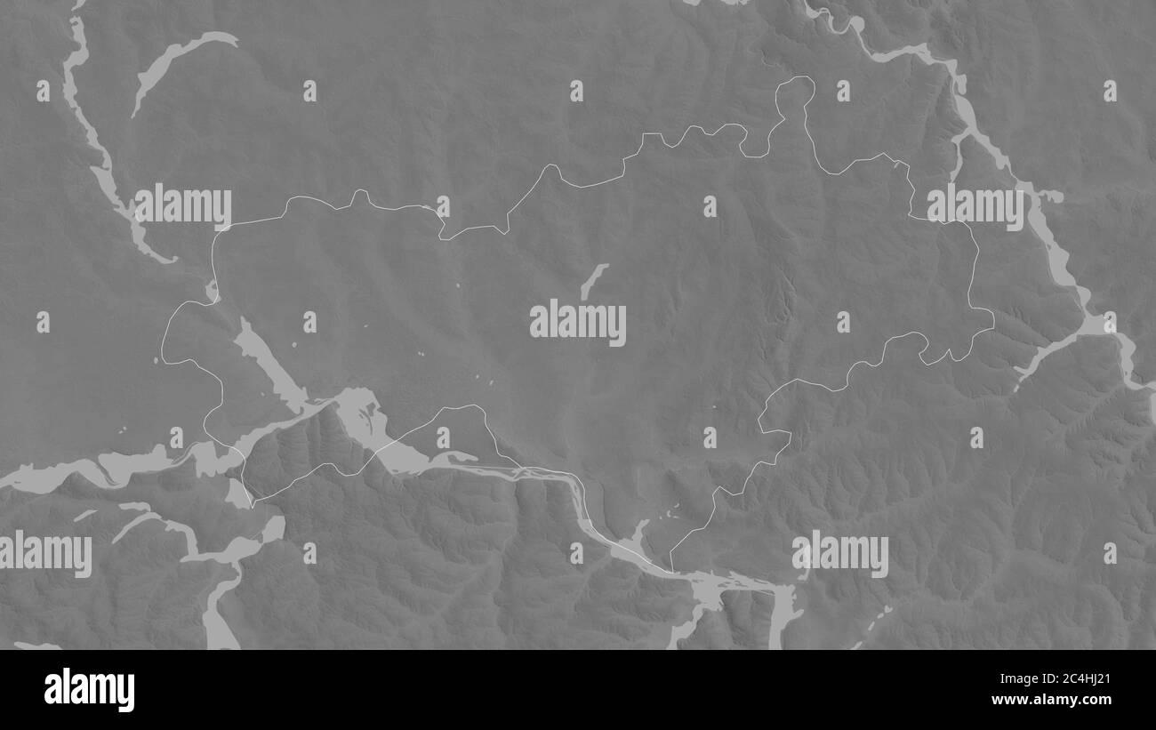 Mariy-El, republic of Russia. Grayscaled map with lakes and rivers ...