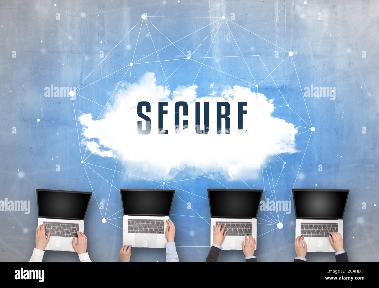 Group of people having a meeting with SECURE insciption, web security ...