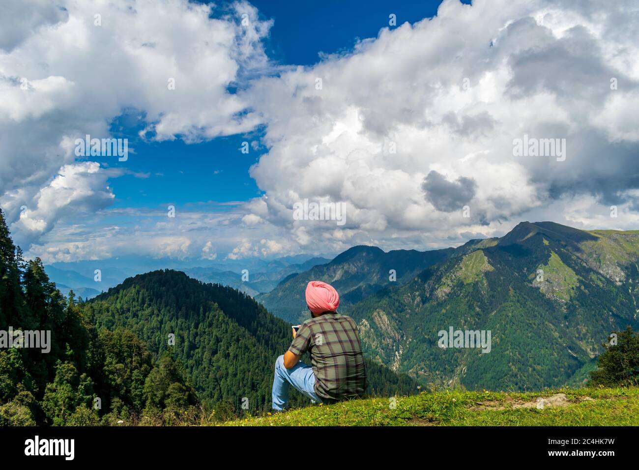 Jalori Pass, Himachal Pradesh, India; 20-September-2019; a solo trekker ...