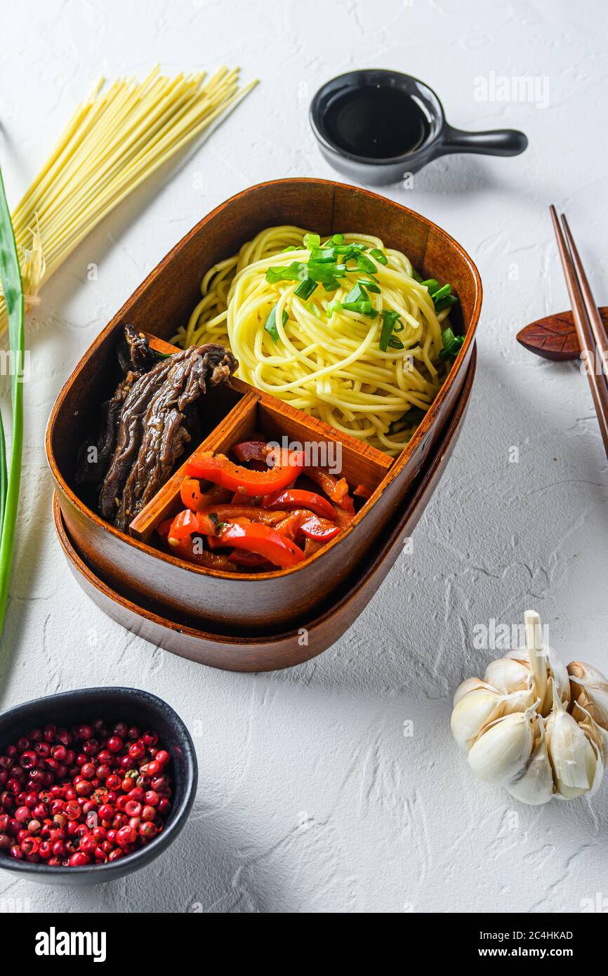 Homemade Bento pack lunch with ingredients side view Stock Photo - Alamy