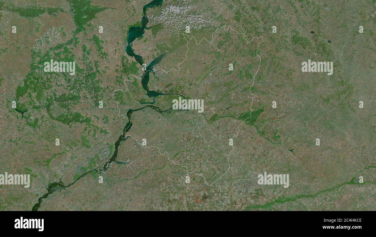 Samara, region of Russia. Satellite imagery. Shape outlined against its ...