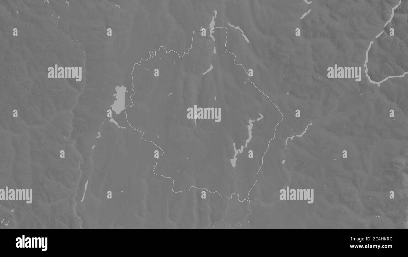 Tambov, region of Russia. Grayscaled map with lakes and rivers. Shape ...