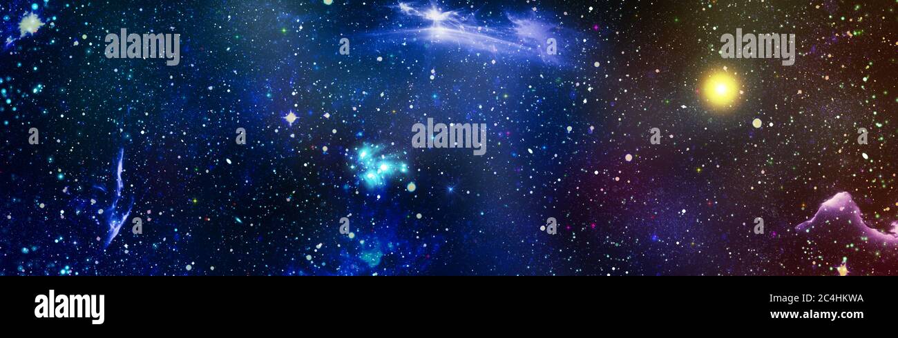 Chaotic space background. Planets, stars and galaxies in outer space ...