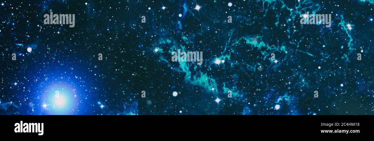 New large panoramic looking into deep space. Dark night sky full of ...
