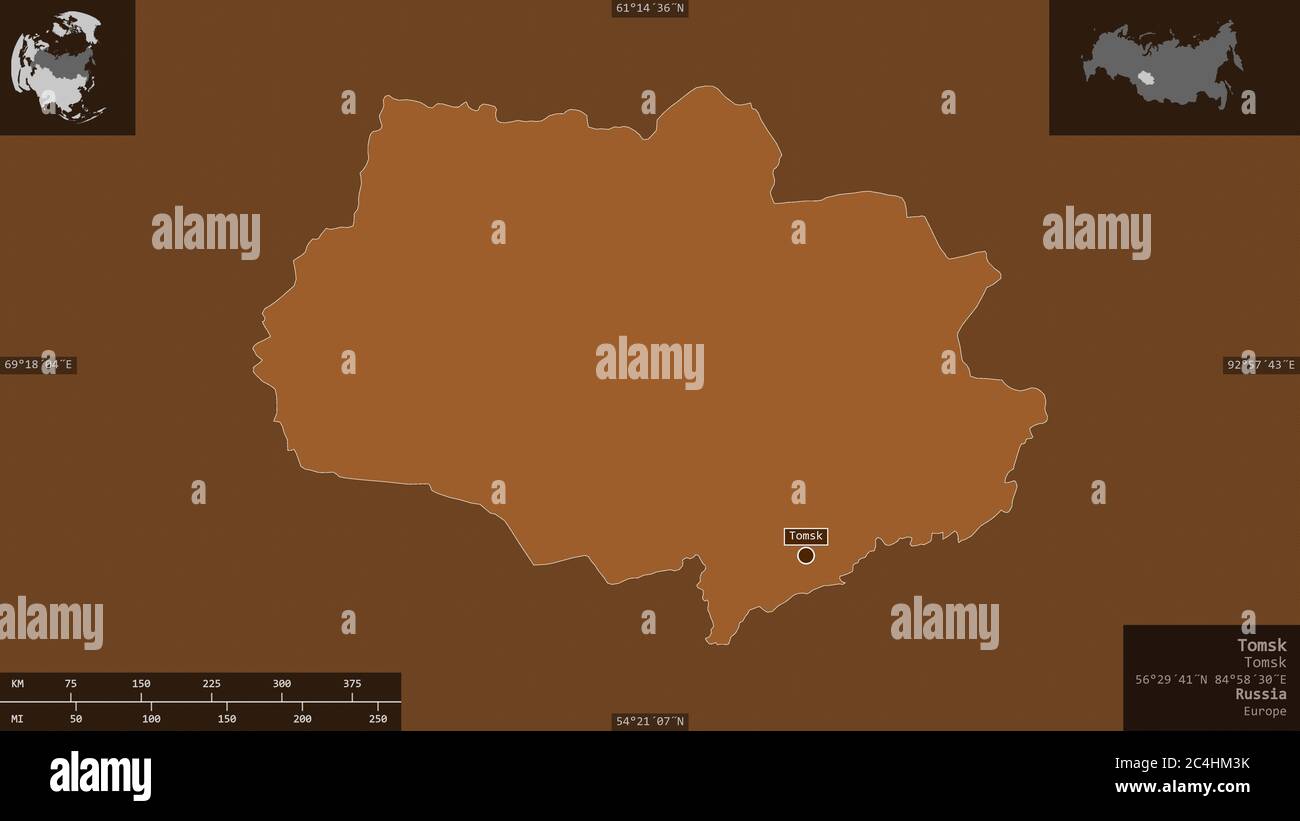 Tomsk, region of Russia. Patterned solids with lakes and rivers. Shape ...