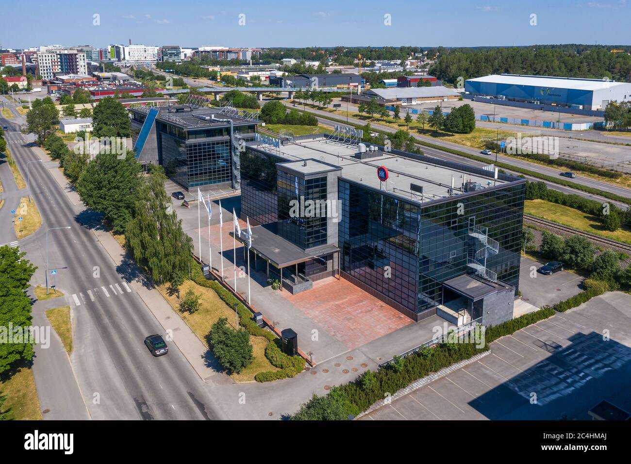 Aerial view of HKScan head office in Turku, Finland in Summer Stock ...