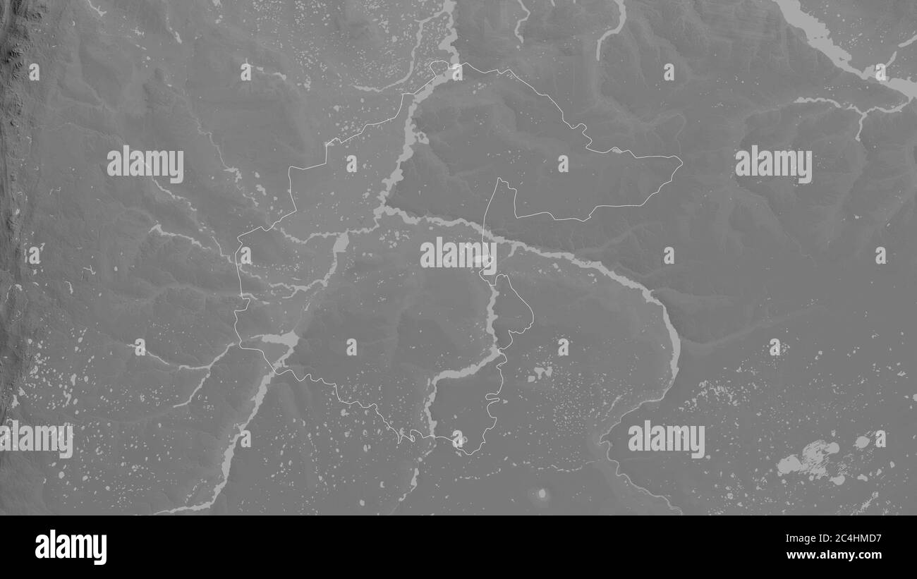 Tyumen', region of Russia. Grayscaled map with lakes and rivers. Shape ...