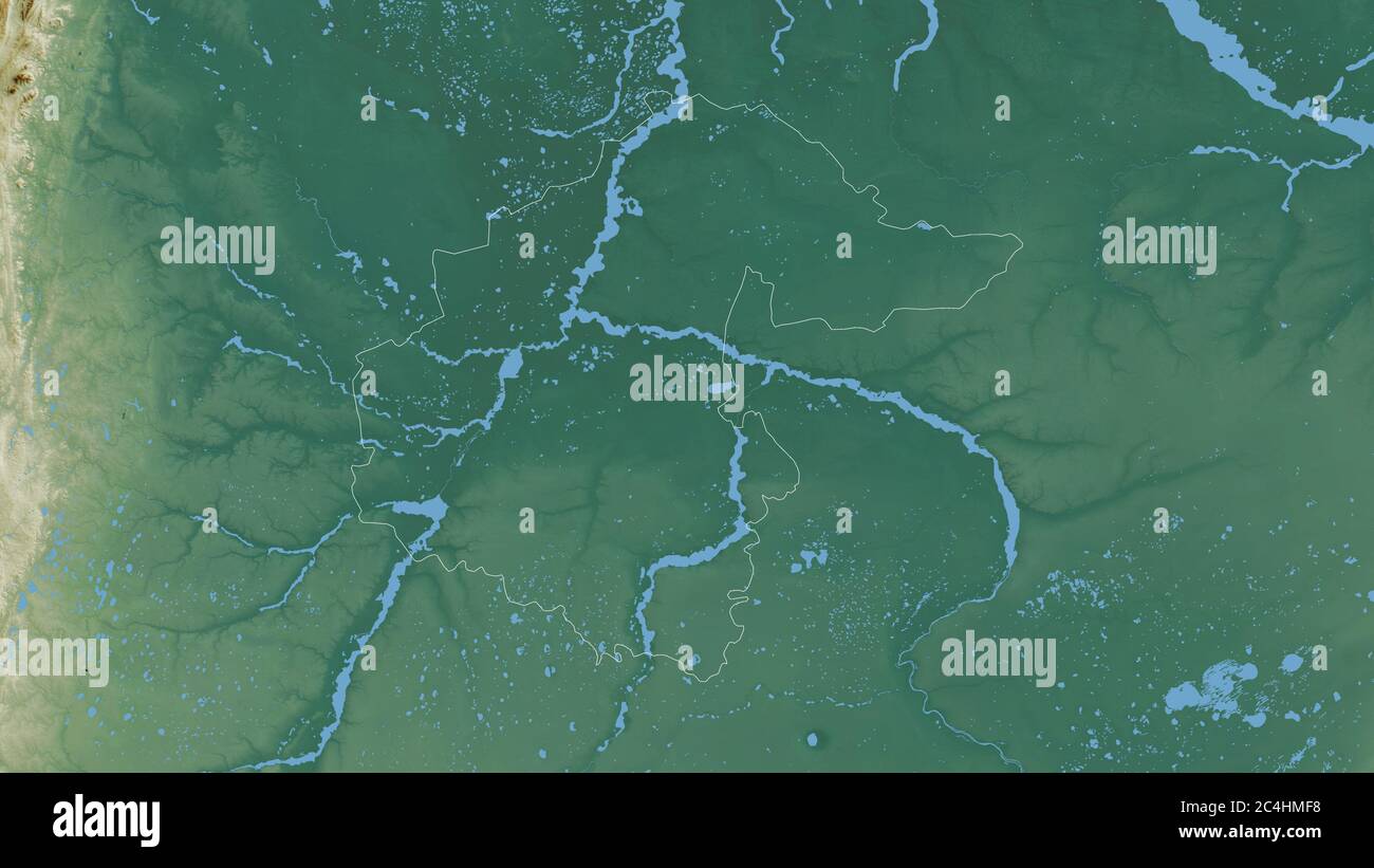 Tyumen', region of Russia. Colored relief with lakes and rivers. Shape ...