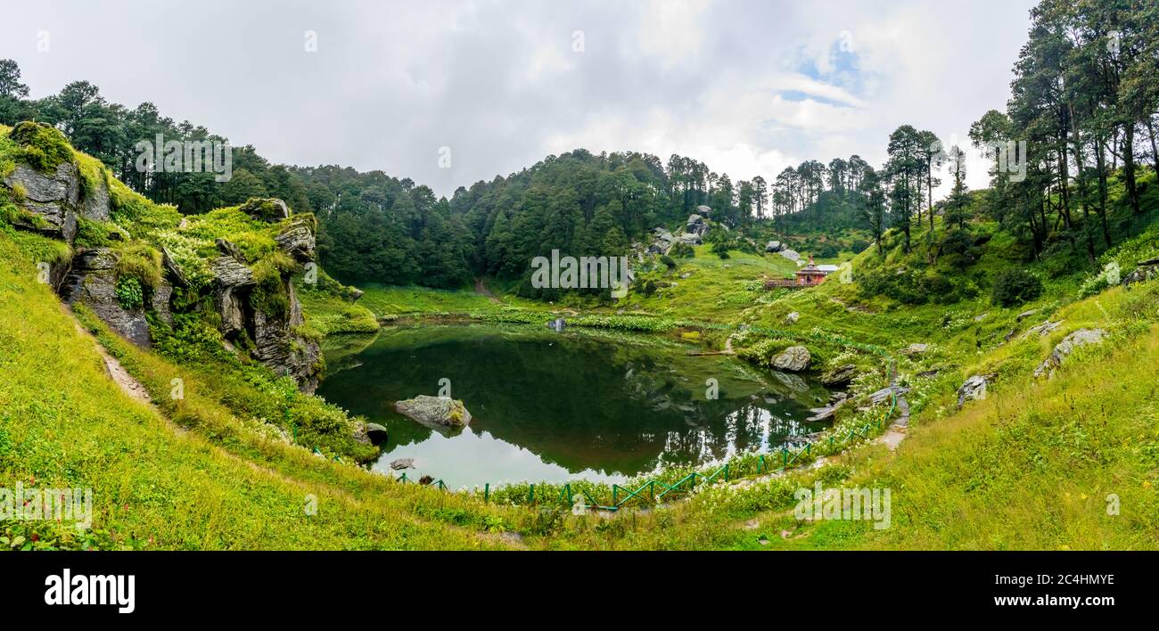 A panoramic view of the Serolsar Lake, Jalori Pass, Himachal Pradesh ...