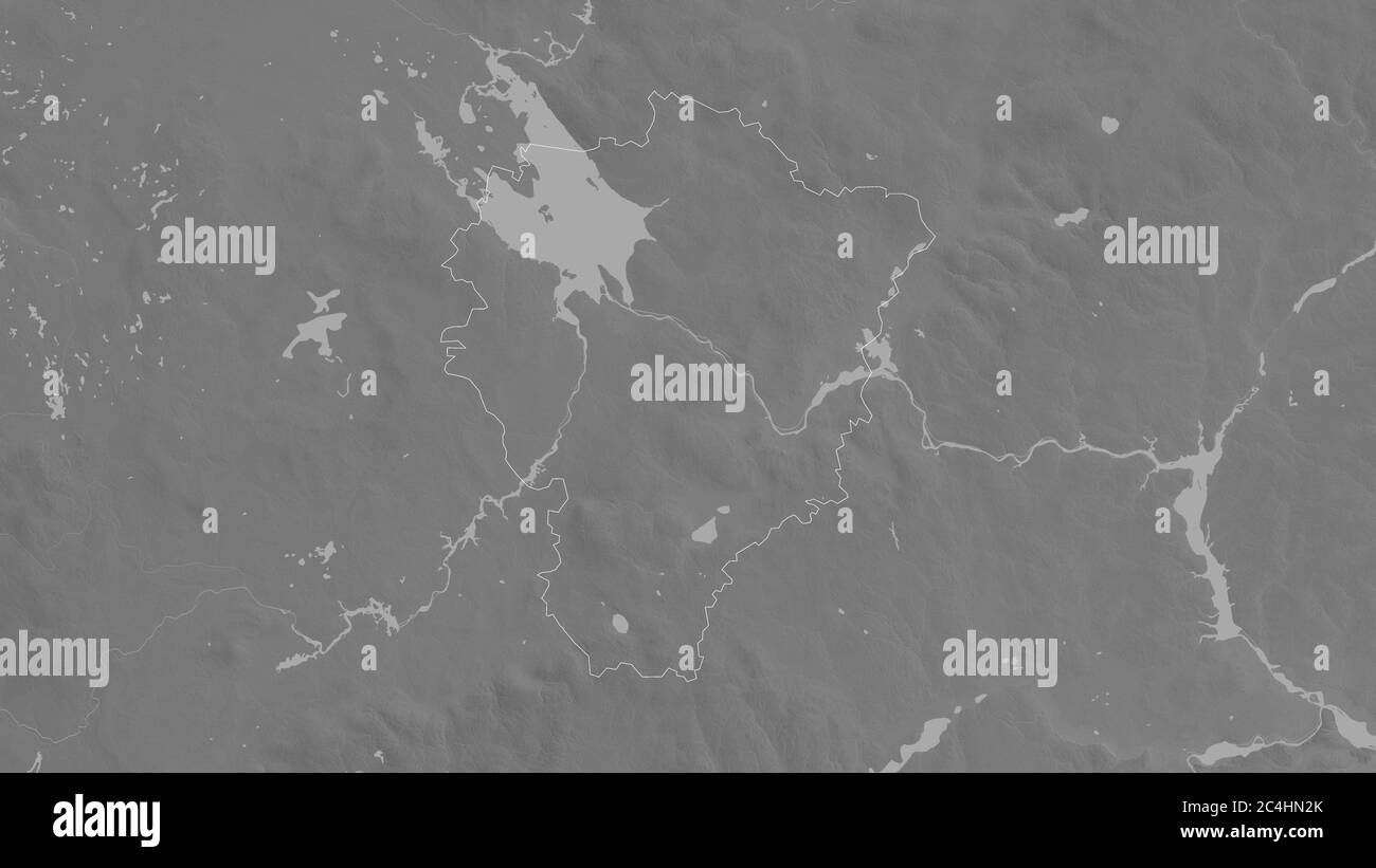 Yaroslavl', region of Russia. Grayscaled map with lakes and rivers ...