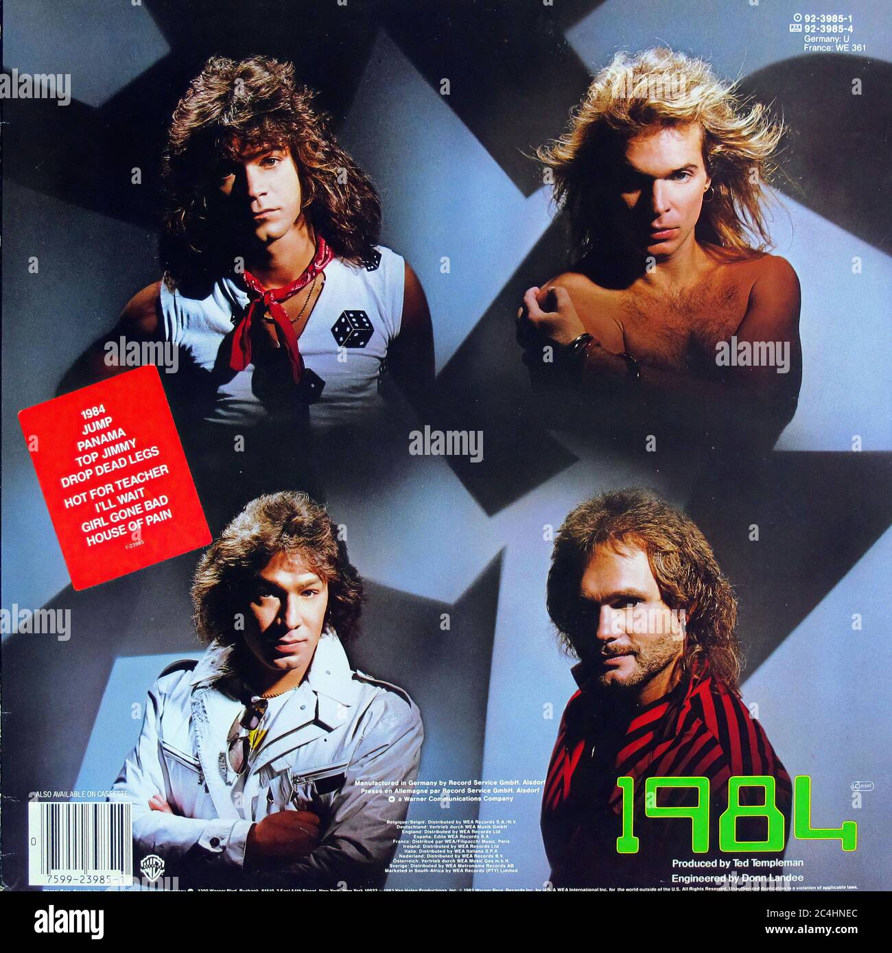 Van Halen 1984 France 12'' Vinyl Lp - Vintage Record Cover 02 Stock ...