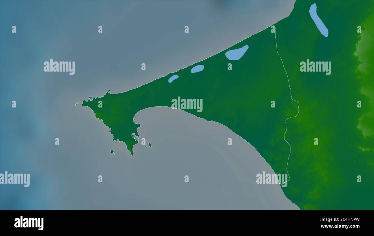 Dakar, region of Senegal. Colored shader data with lakes and rivers ...