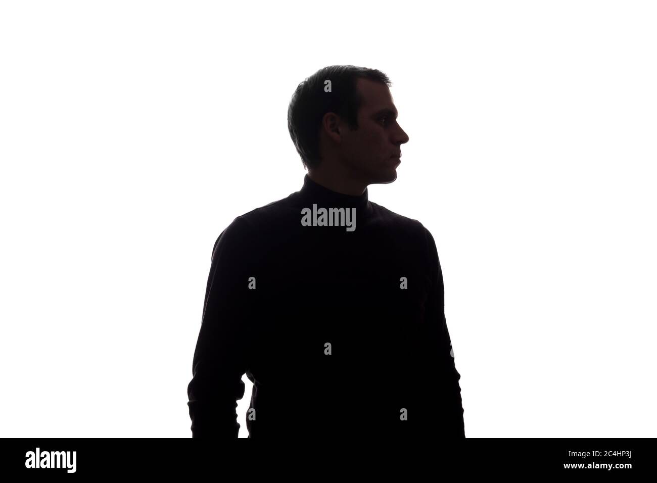 Portrait of a young man, side view - silhouette Stock Photo - Alamy