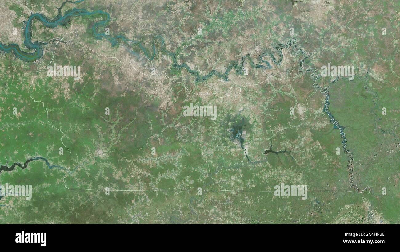 Kolda, region of Senegal. Satellite imagery. Shape outlined against its ...