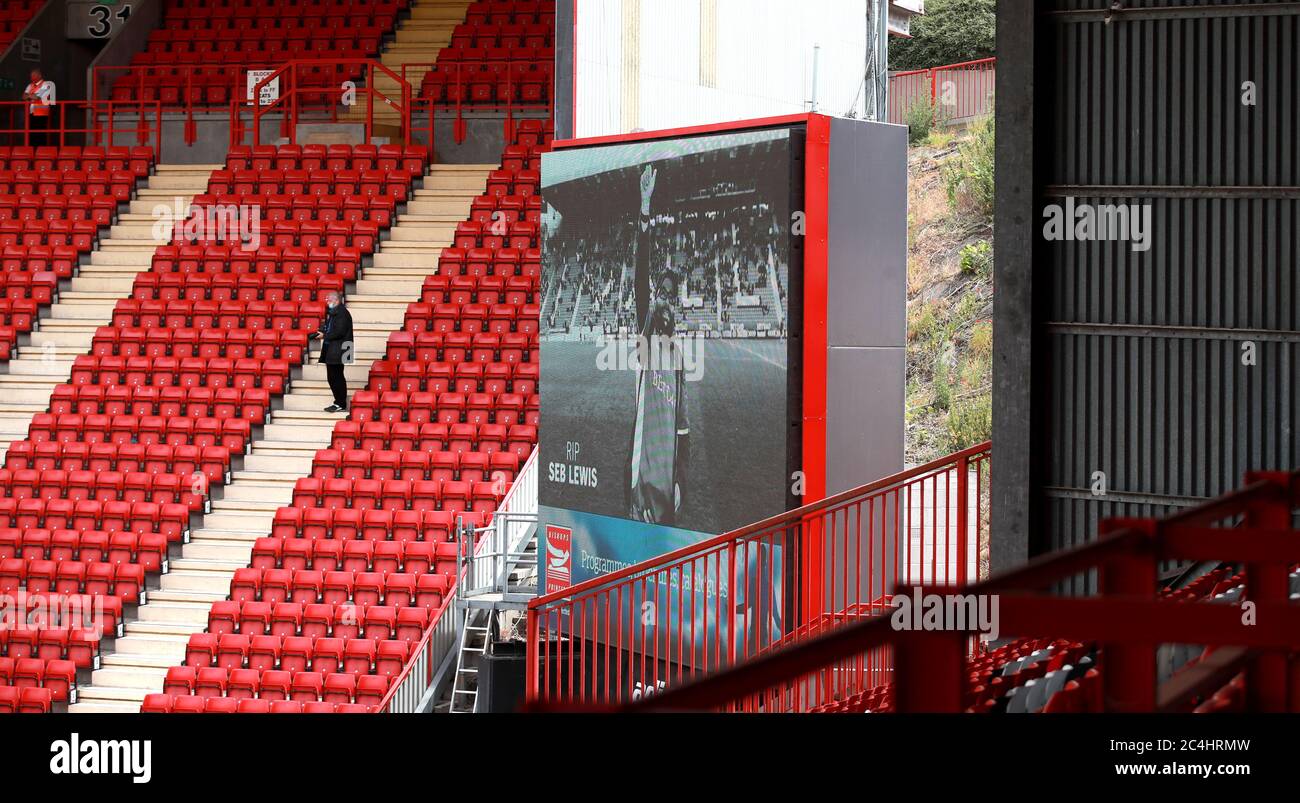 Charlton Athletic fan Seb Lewis is remembered on the giant screen ...