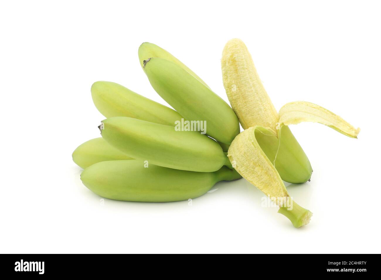 a bunch of small snack bananas on a white background Stock Photo - Alamy