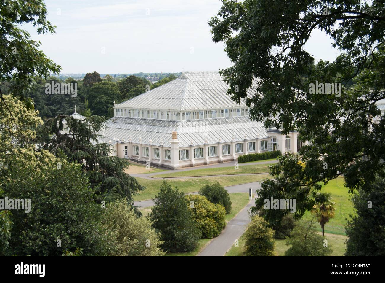 Temperate House seen from the treetops walk, Kew Gardens, England Stock ...