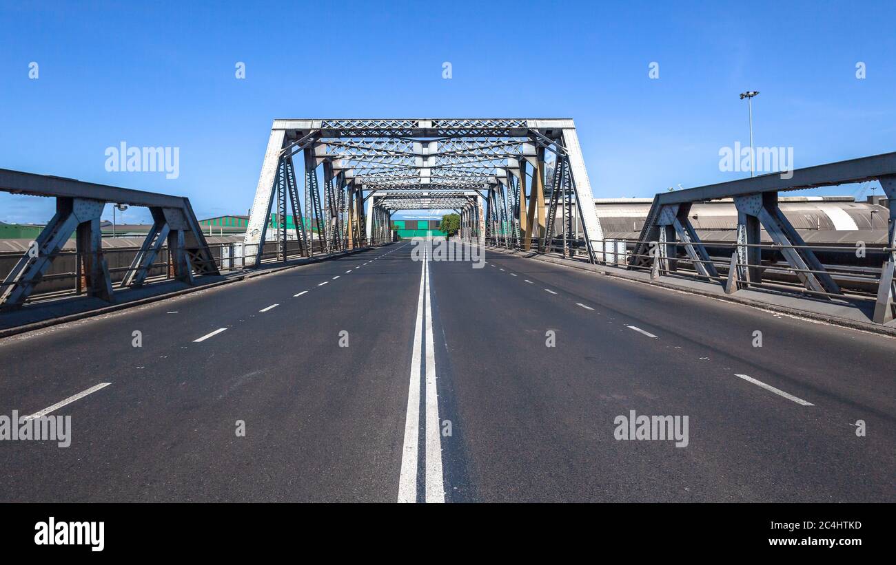 Dual Road Steel Bridge crossing new asphalt tarred surface ...
