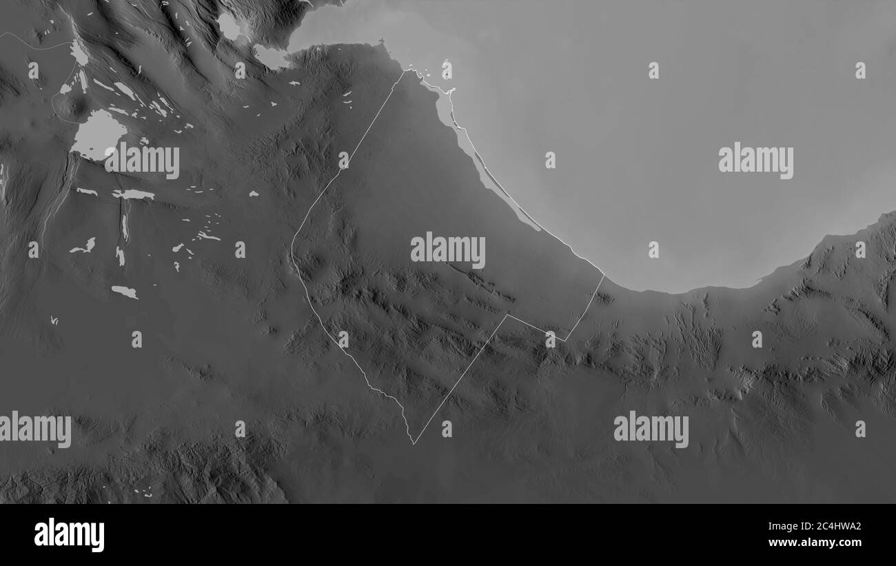 Awdal, region of Somalia. Grayscaled map with lakes and rivers. Shape ...