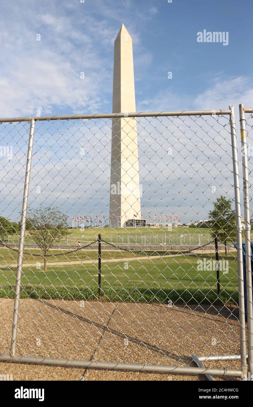 WASHINGTON D.C. - JUNE 27: View of fencing installed around the ...