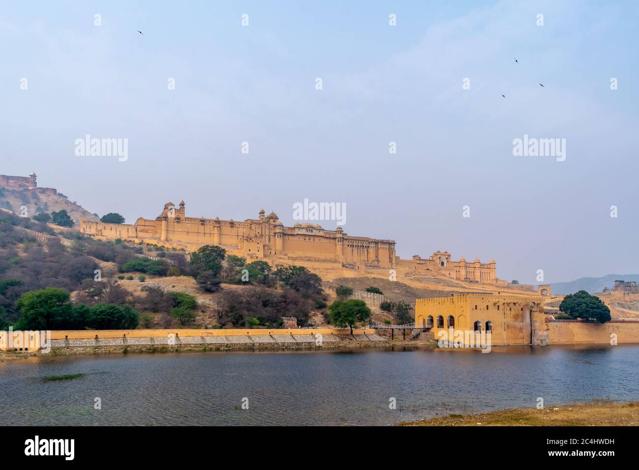 View of the Amber Fort and the Jaigarh Fort, Jaipur, Rajasthan, India ...