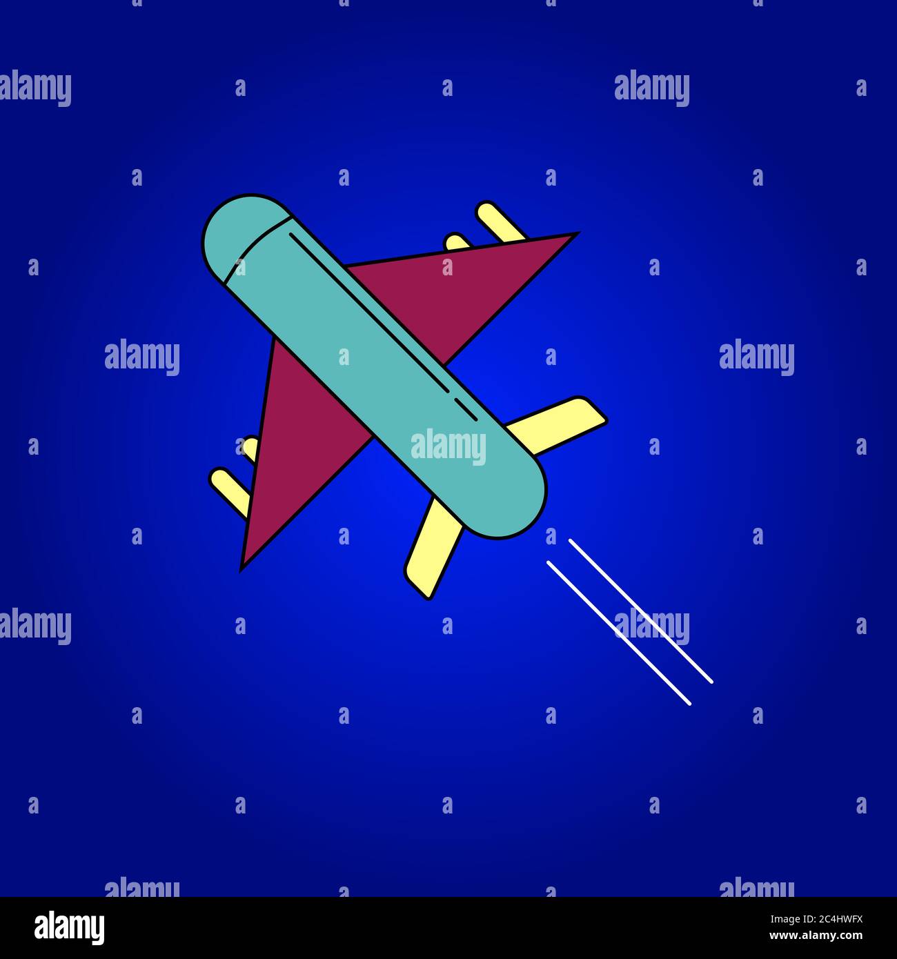 Airplane in the sky with contrail - flat design Stock Vector Image ...