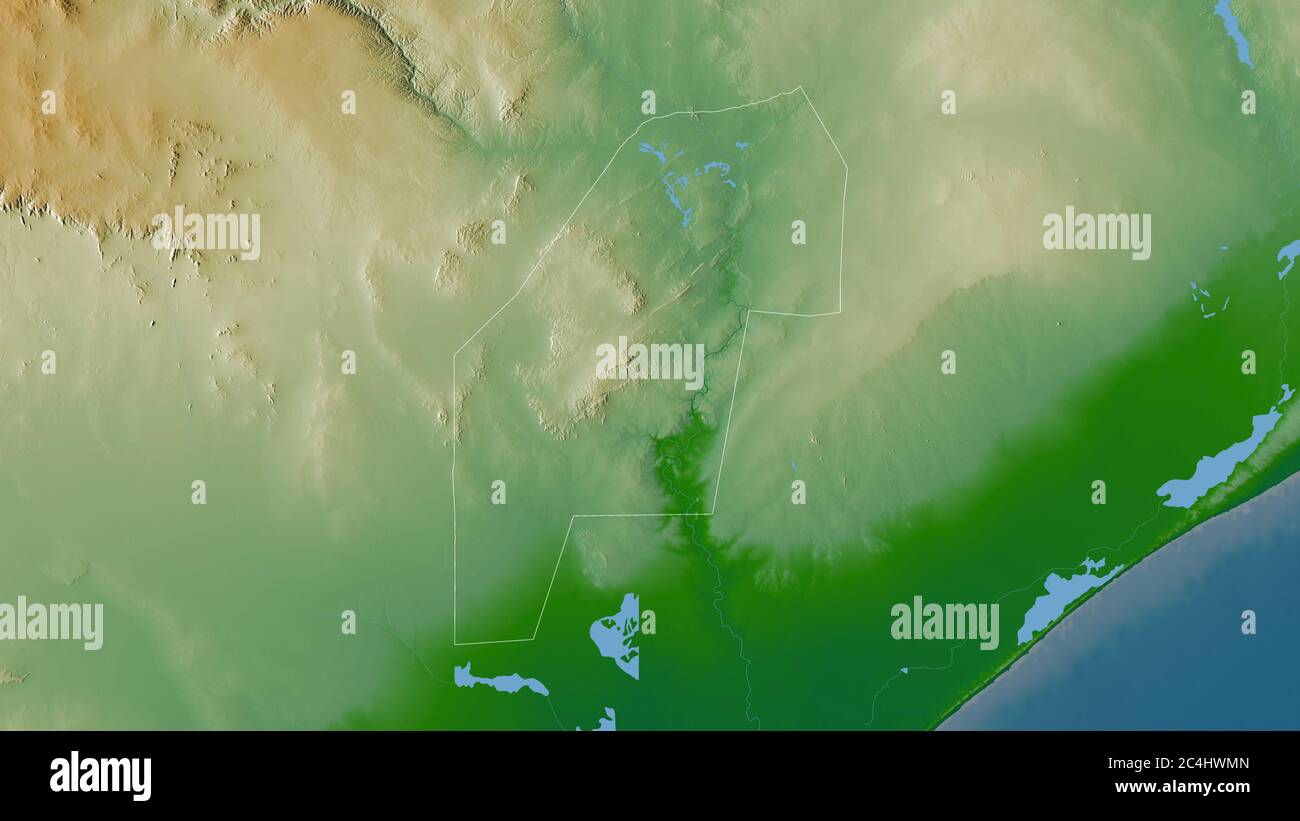 Gedo, region of Somalia. Colored shader data with lakes and rivers ...