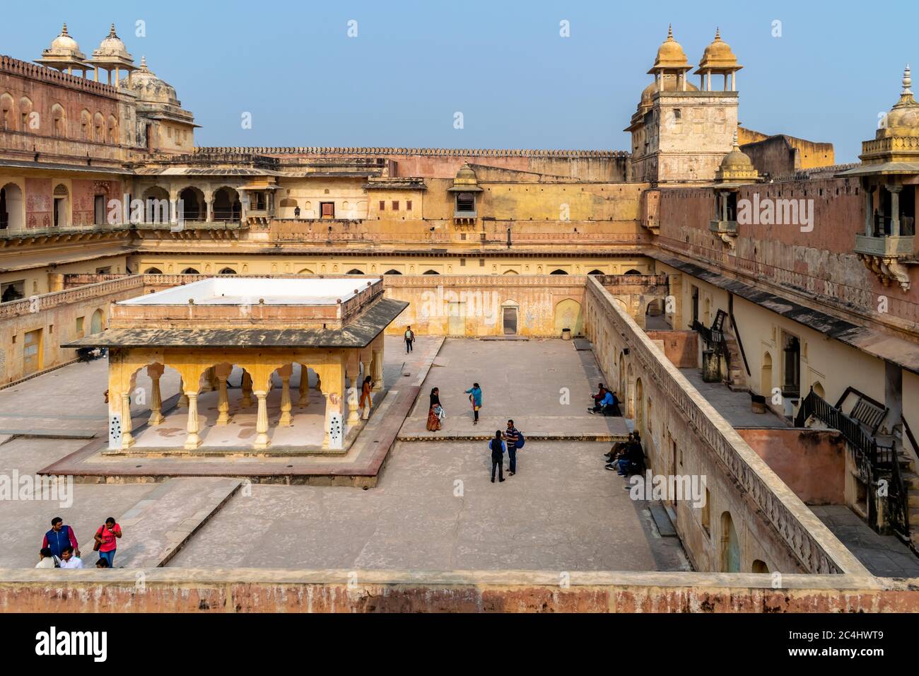 Jaipur, Rajasthan, India; Feb, 2020 : the inner courtyard of the Amber ...