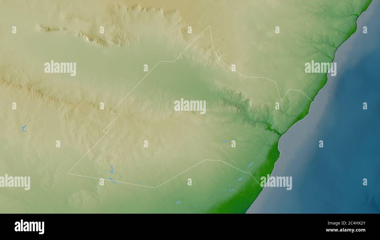 Nugaal, region of Somalia. Colored shader data with lakes and rivers ...
