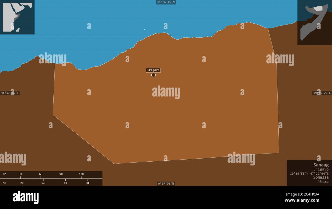 Sanaag, region of Somalia. Patterned solids with lakes and rivers ...